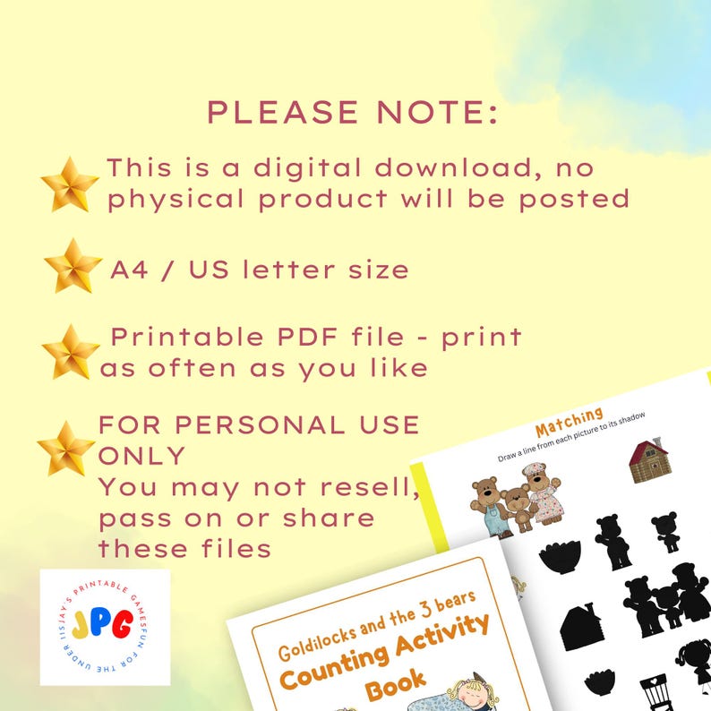 Goldilocks and the Three Bears Activity Book - Numbers, Counting and ...