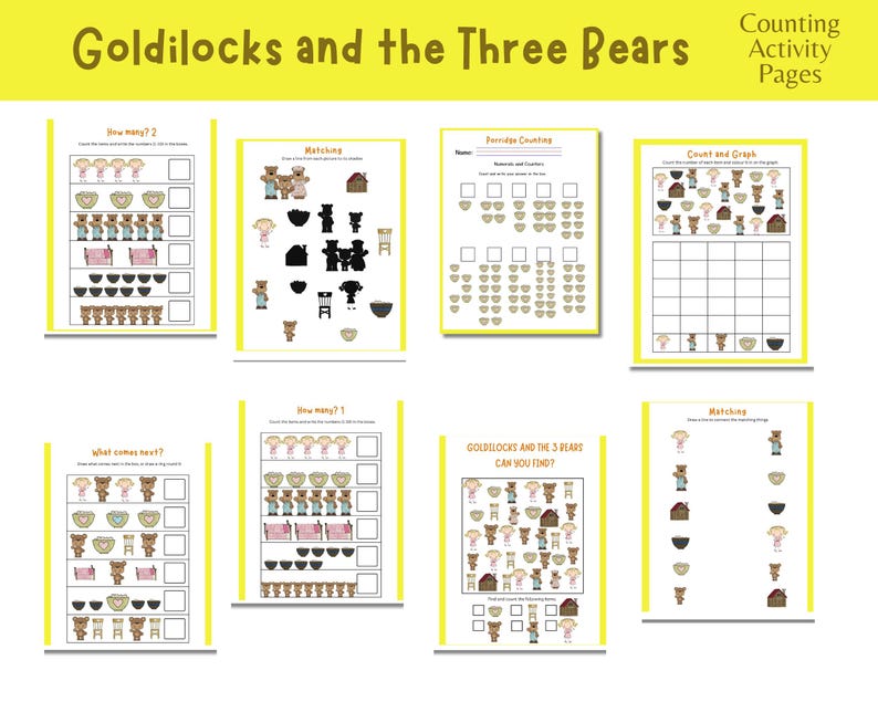 Goldilocks and the Three Bears Activity Book - Numbers, Counting and ...