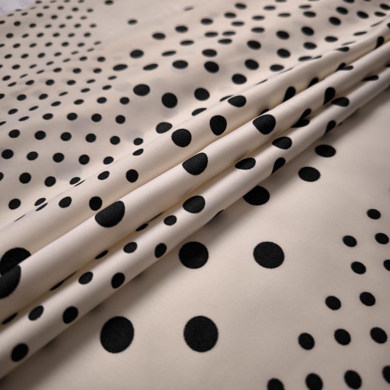 Cream Polka Dot Silky Satin Fabric: 58" Wide Drapey Polyester - Etsy