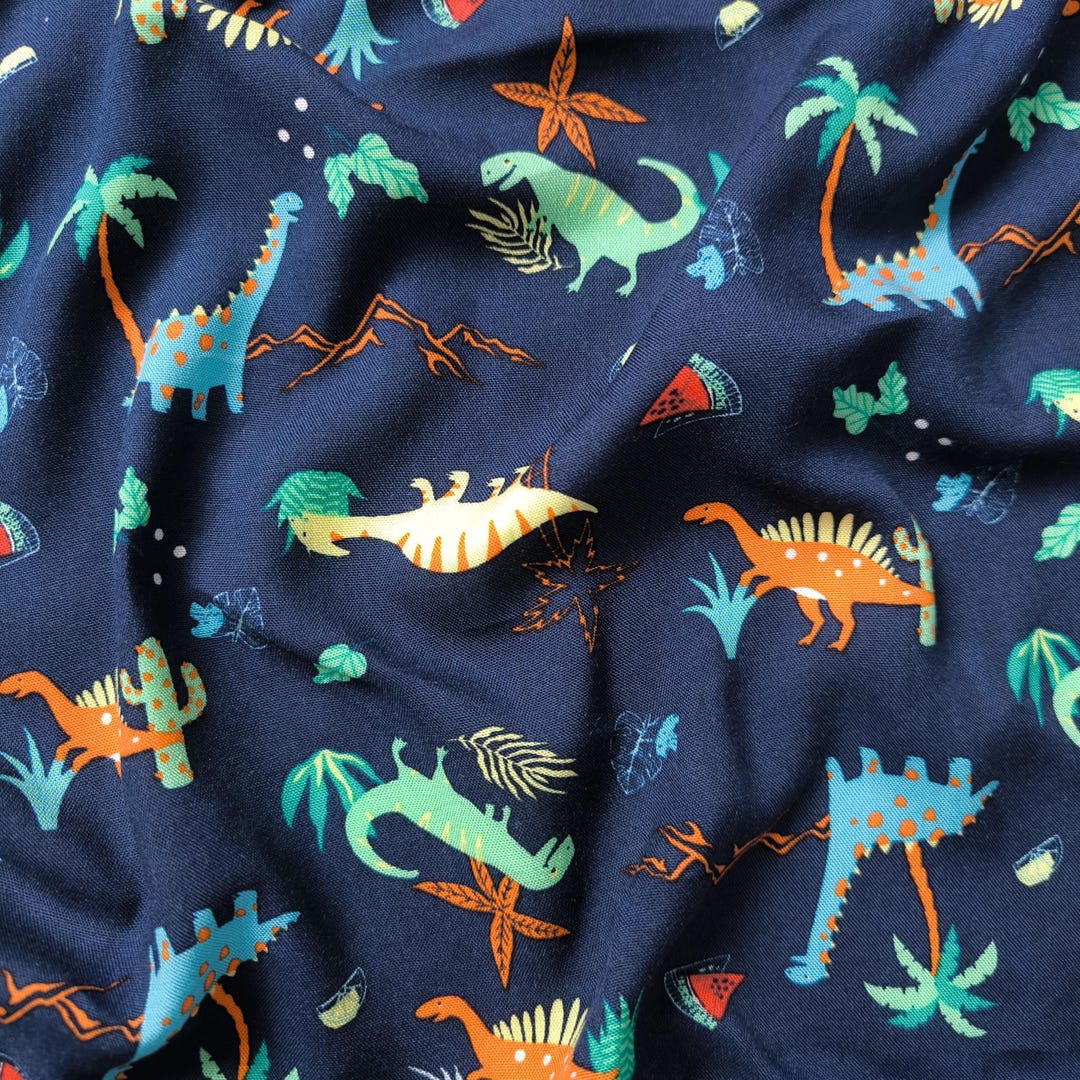 58" Extra Wide Dino Print Poplim Fabric – Sold by the Yard – Cotton ...