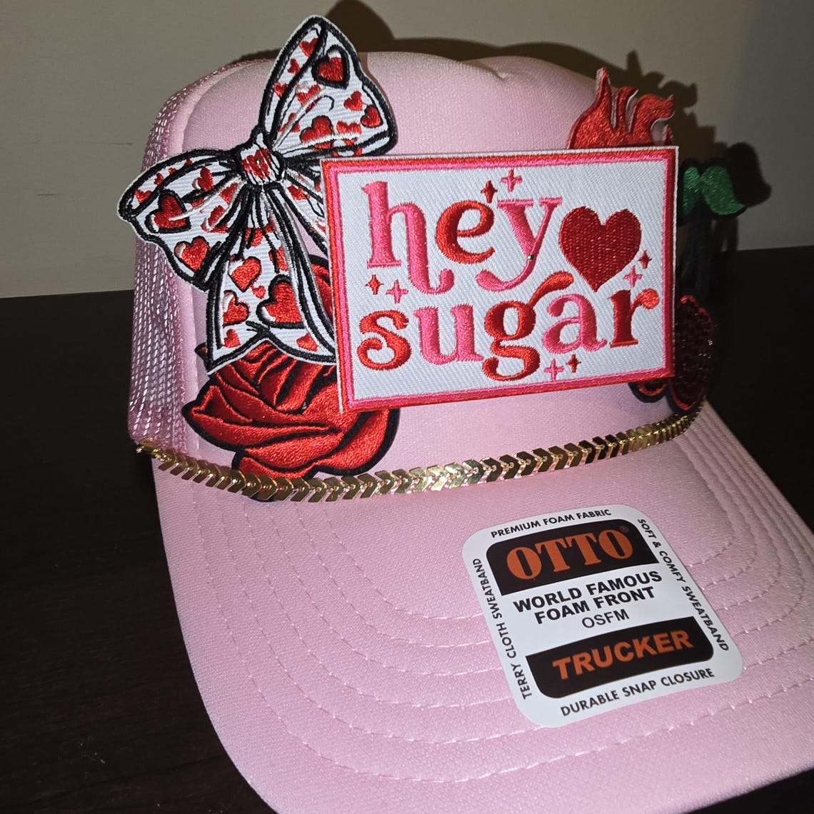 Valentine's Day Trucker Hat, Cute Pink Hey Sugar Trucker Cap, Love ...