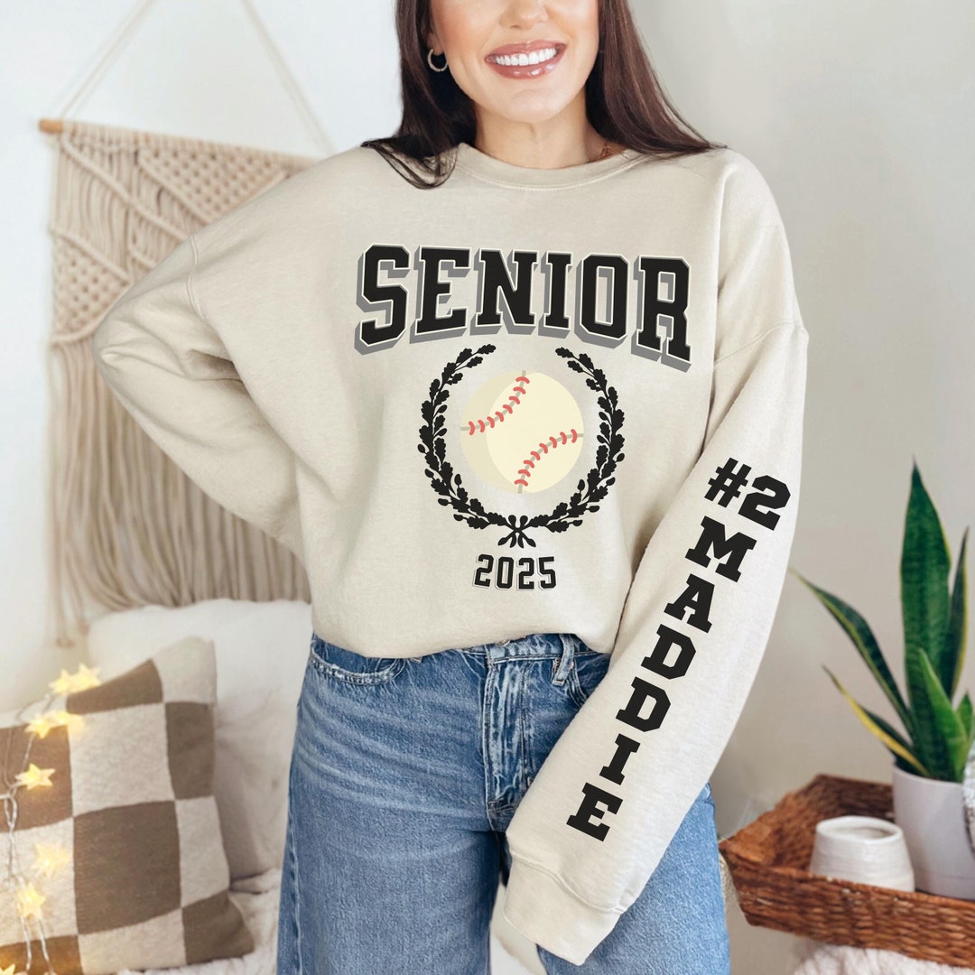 Personalized Varsity 2025 Senior Baseball Sweatshirt, Custom Baseball ...