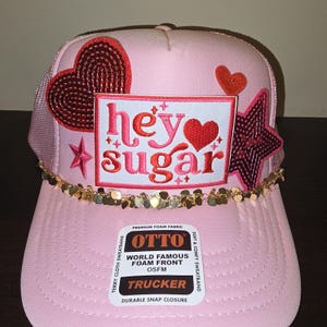 Valentine's Day Trucker Hat, Cute Pink Hey Sugar Trucker Cap, Love ...