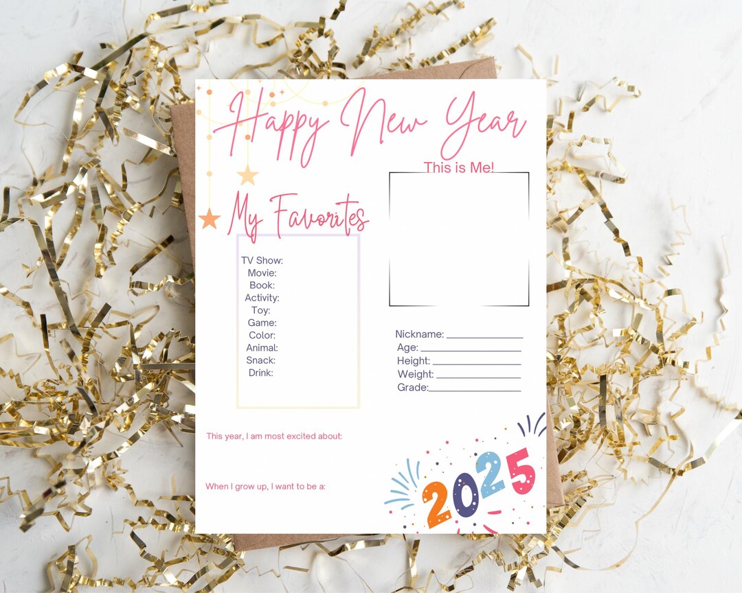 Printable Kids New Year Interview Template, Digital Download, Instant ...