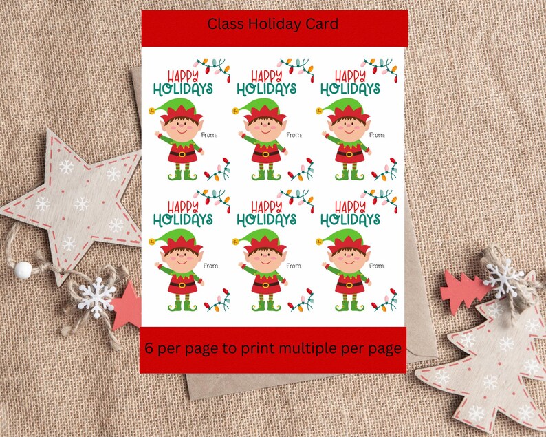Printable Class Holiday Card, Digital Download, Instant Template With ...