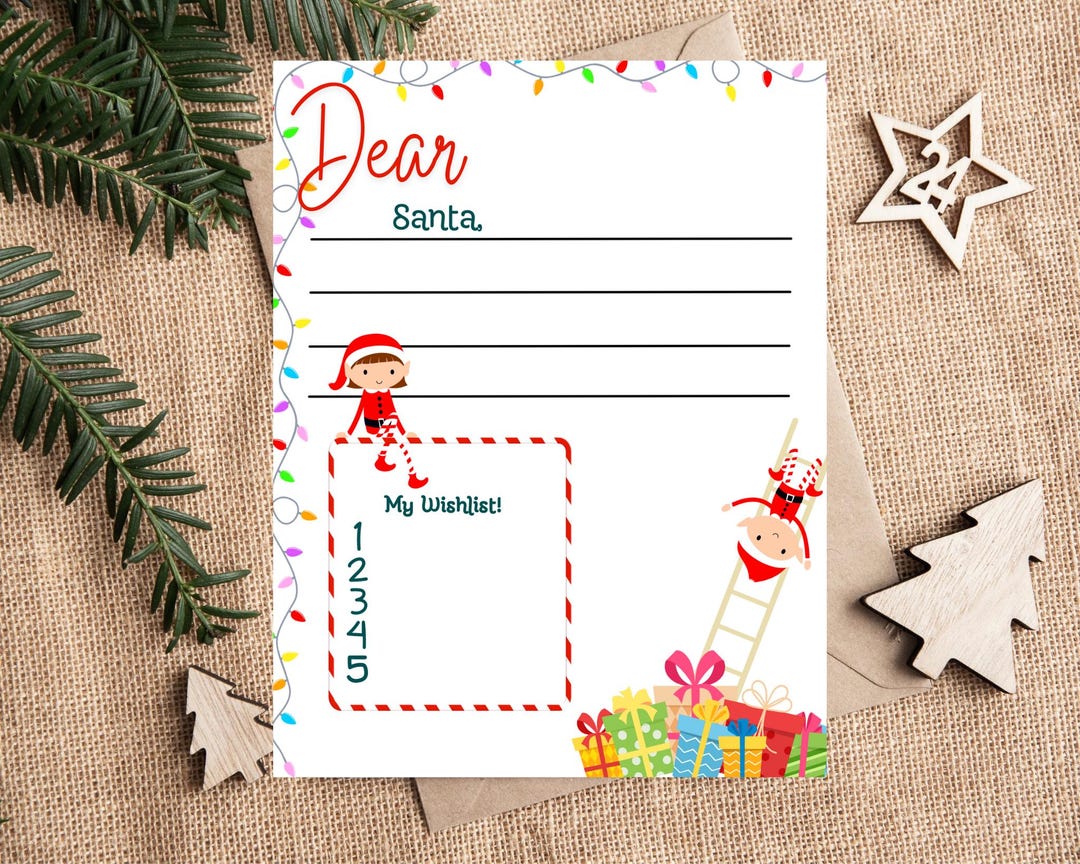 Printable Santa Letter and Wish List, Digital Download, Instant ...