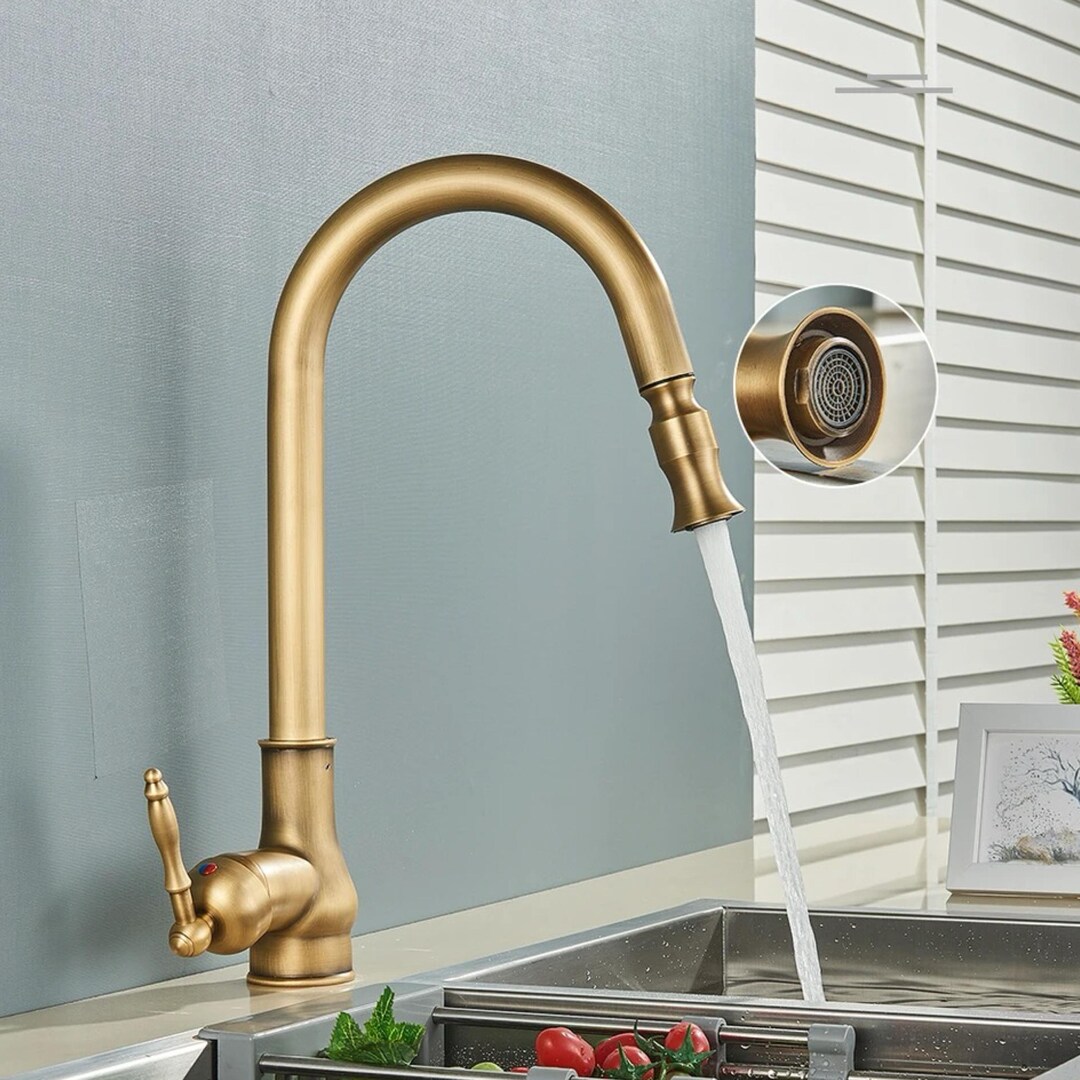 Antique Style Pull Out Kitchen Tap Brass - Etsy
