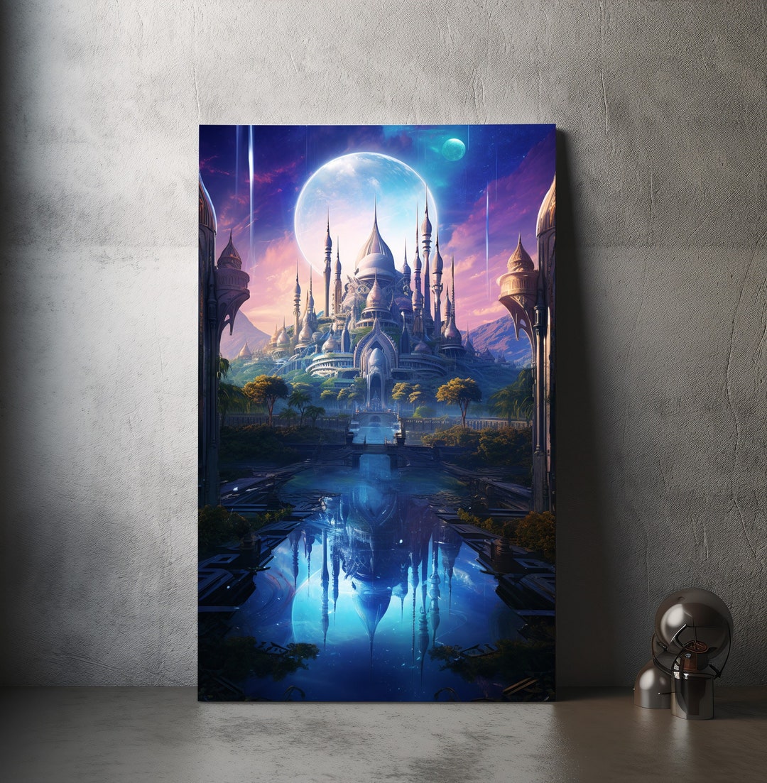 Fantasy Magical Castle Art Canvas | Fantasy Painting Home Decor ...
