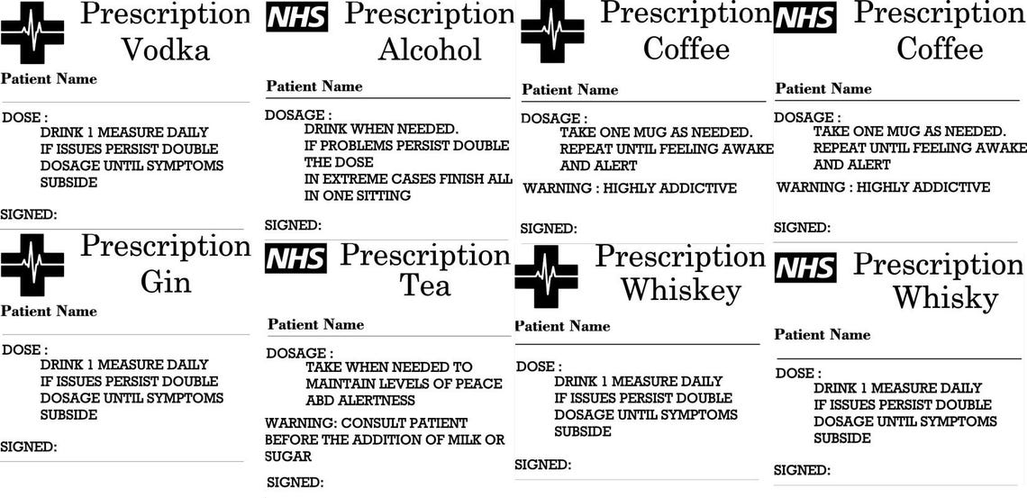 Personalized Drinks Prescription SVG Bundle: Coffee, Tea, Alcohol ...