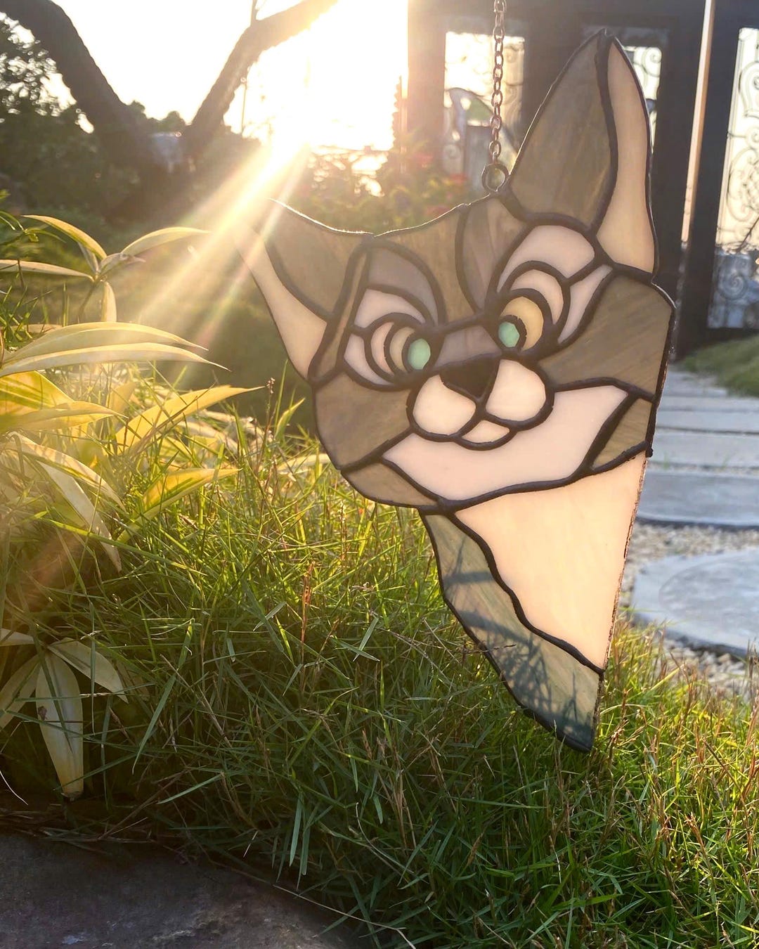 Cat Stained Glass Window Decor, Cat Window Hanging Ornament, Window ...