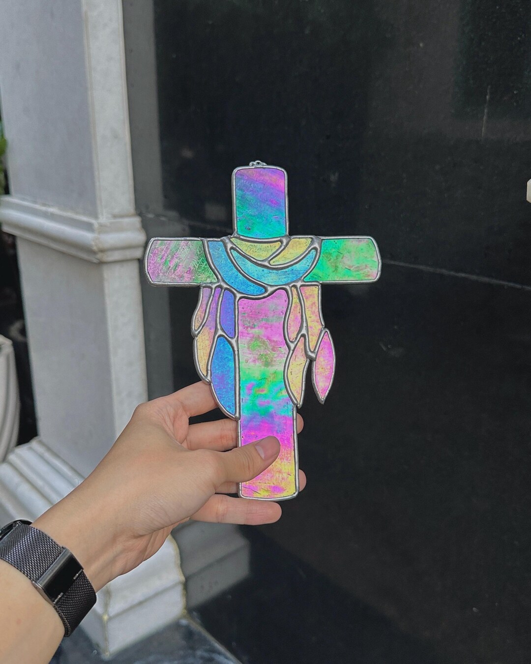 Stained Glass Cross Suncatcher - Etsy