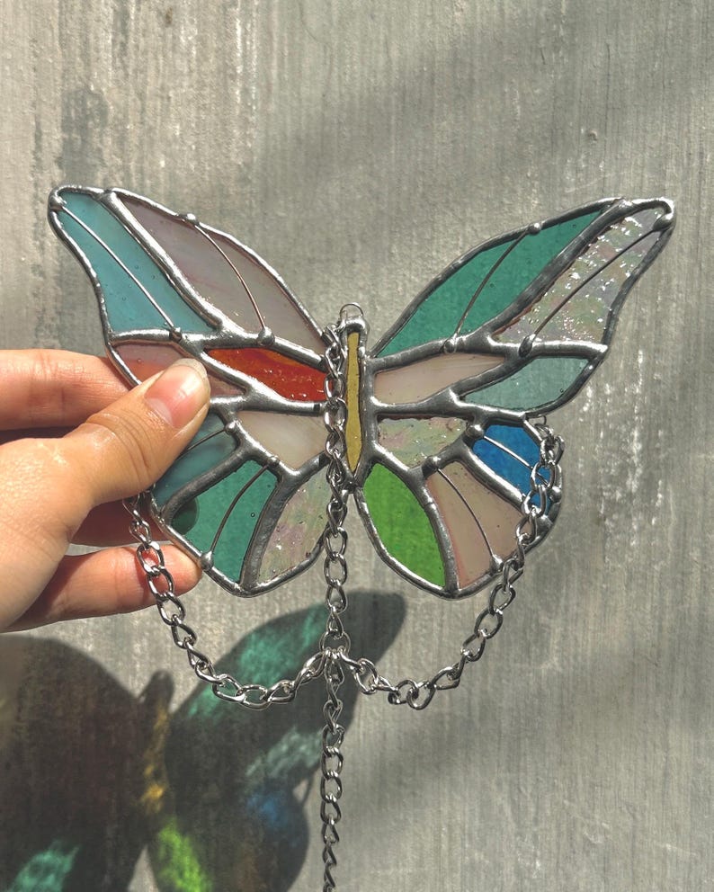 Nevertheless Butterfly Stained Glass Suncatcher, Flying Butterfly ...