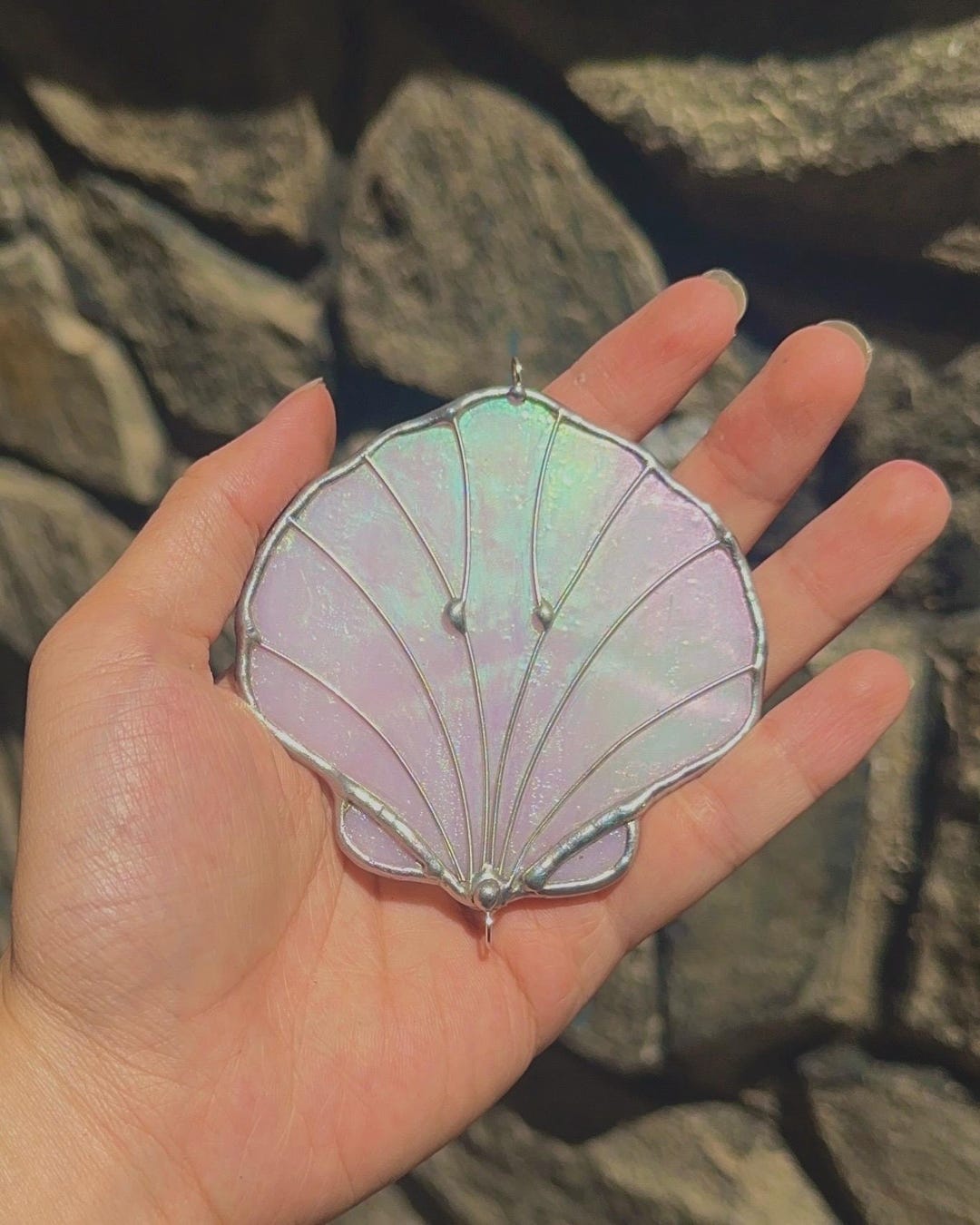 Scallop Seashell Stained Glass Suncatcher, Scallop Stained Glass ...
