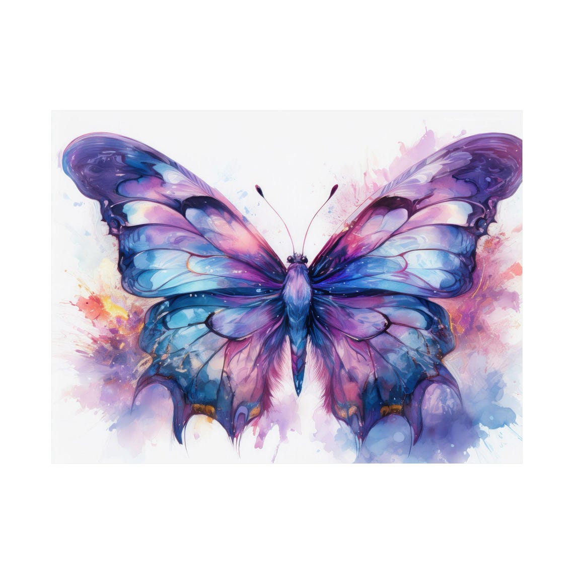 Wall Art - Blue & Purple Butterfly Alcohol Ink Print | Vibrant ...