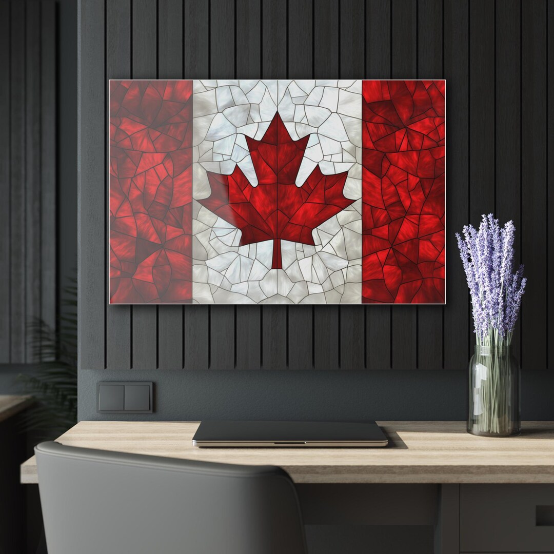 Stained Glass Canadian Flag, Home Decor, Office Decor, Restaurant Decor ...