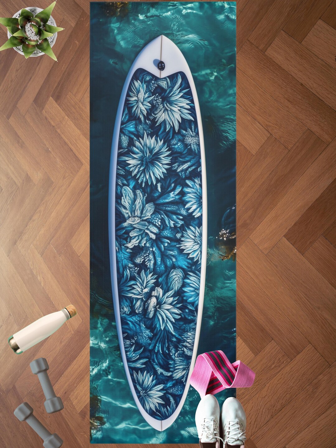 Surfboard Design Foam Yoga Mat Balance Yoga Mat, Crystal Clear Blue ...