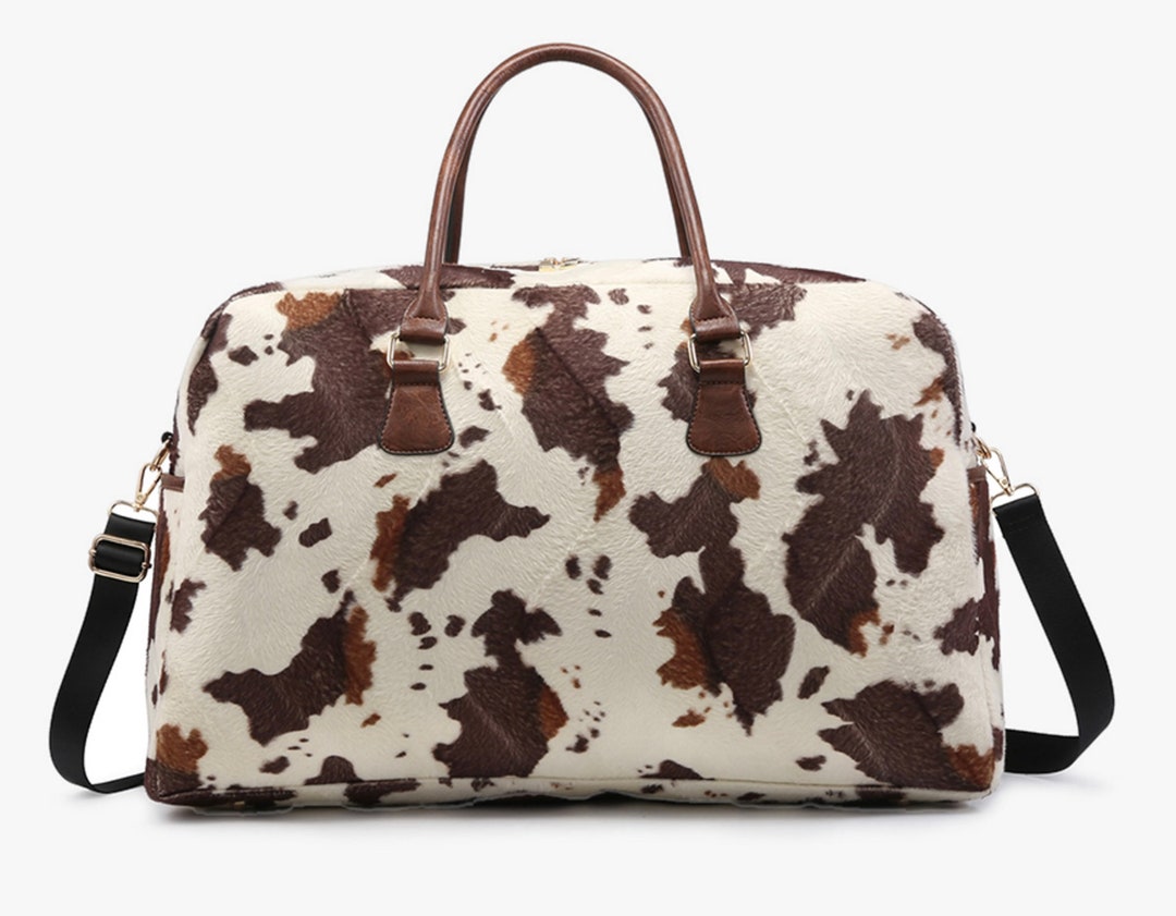 Cow Print Duffle Bag Cow Print Weekender Bag Monogrammed Cow - Etsy