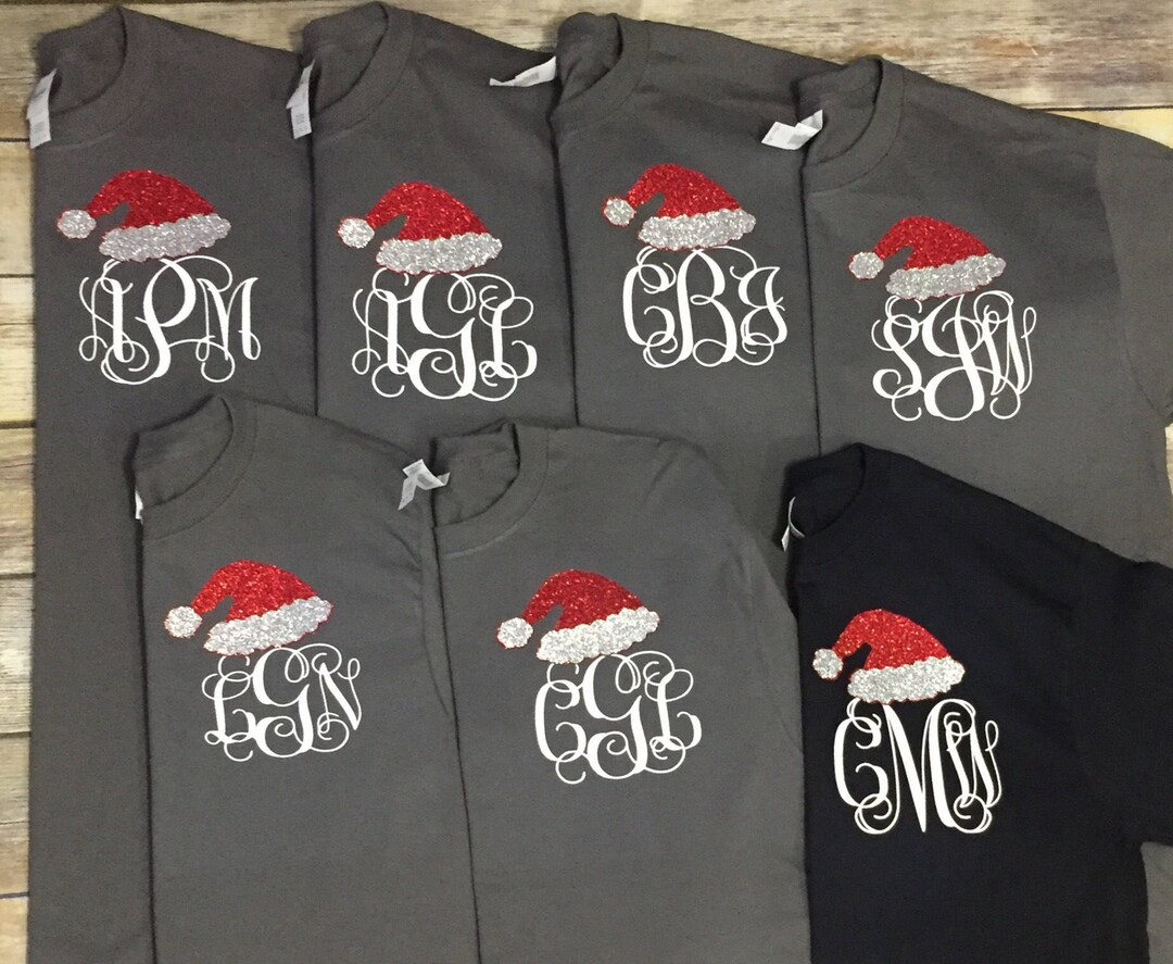 Personalized Santa Hat Shirt, Personalized Christmas Shirt, Initial ...