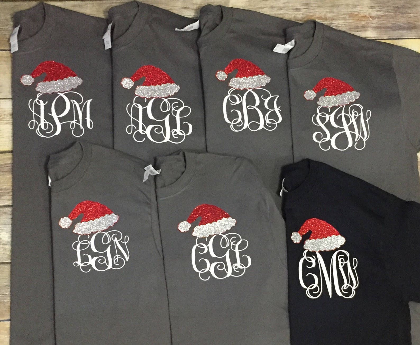 Personalized Santa Hat Shirt, Personalized Christmas Shirt, Initial ...