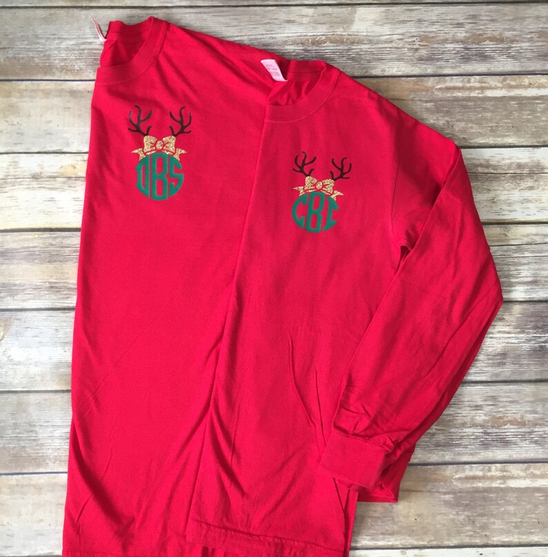 Personalized Christmas Shirt, Personalized Rudolph Initial Tee ...