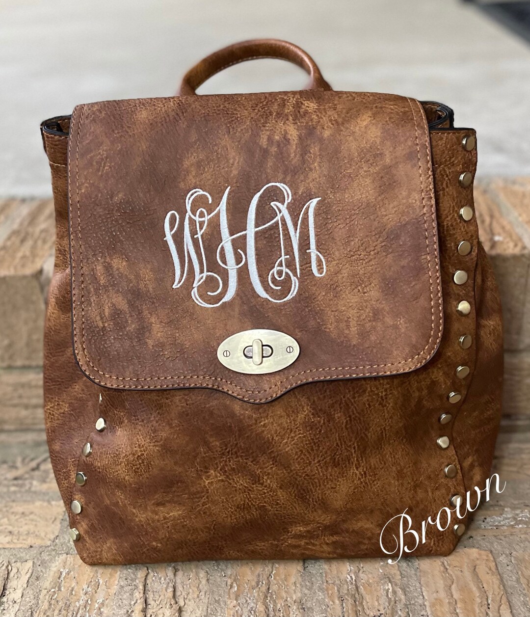 Monogrammed Studded Backpack, Fall Backpack, Personalized Backpack ...