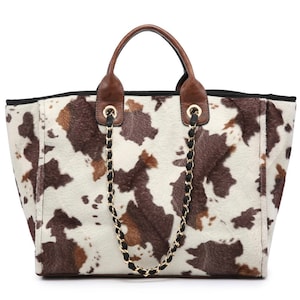 Cow Print Purse, Monogram Cow Tote Bag, Personalized Cow Bag, Cow ...