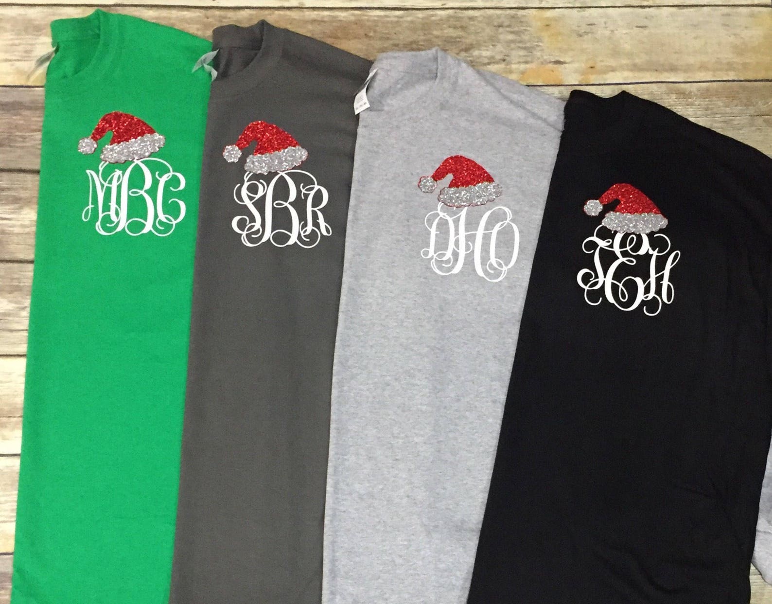 Personalized Santa Hat Shirt, Personalized Christmas Shirt, Initial ...