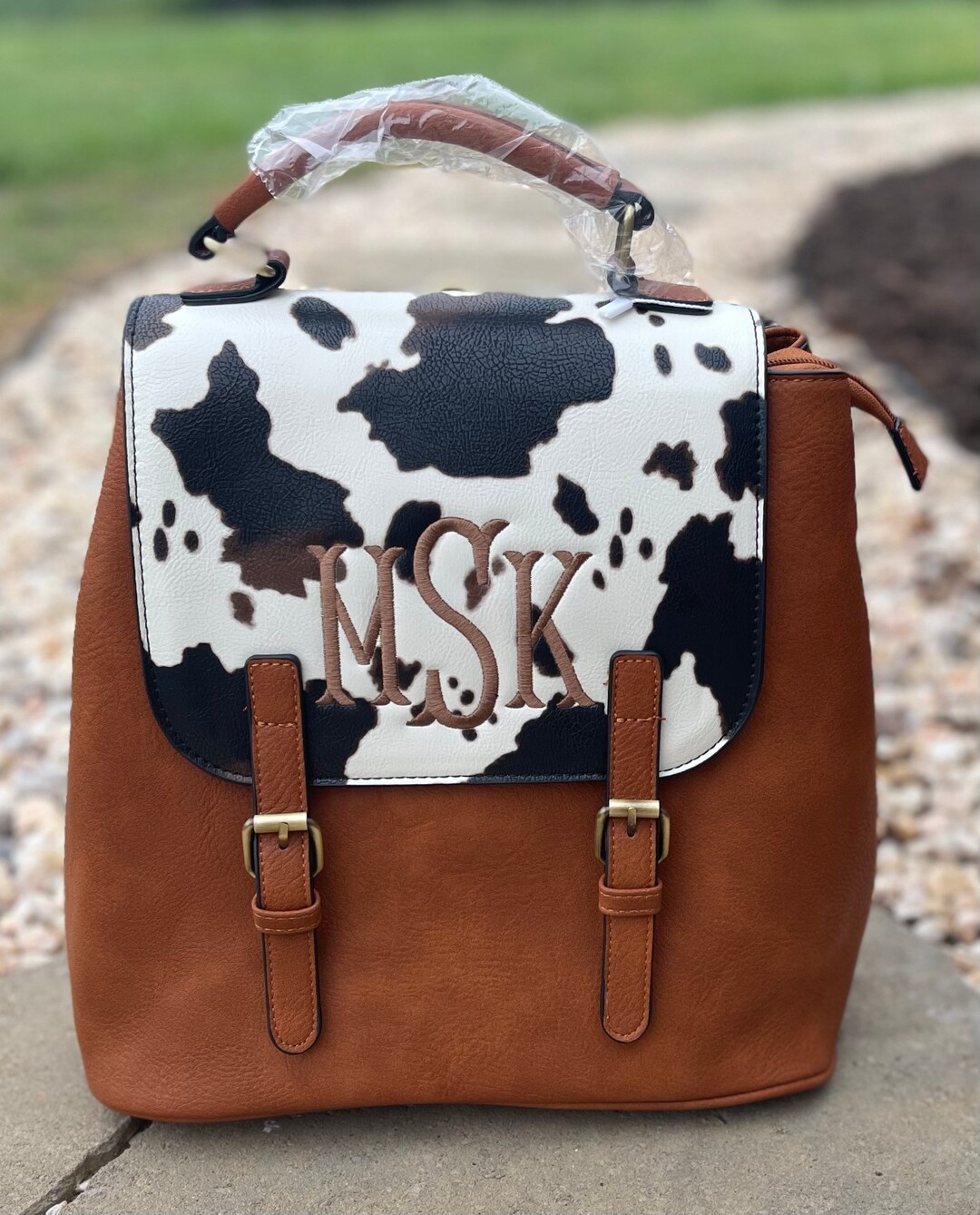 Cow Print Convertible Backpack Shoulder Bag, Personalized Purse ...