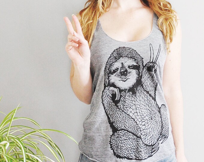Peace Out Sloth, 5% Donated to Wildlife, Womens Racerback Tank Top ...