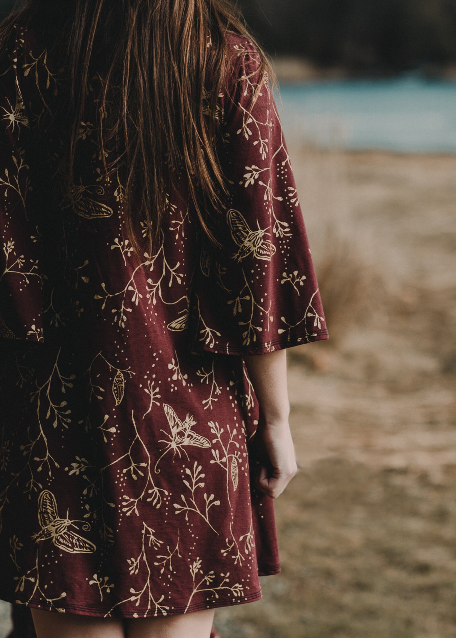 Hawk Moth Dress Garnet and Gold with pockets made in the | Etsy