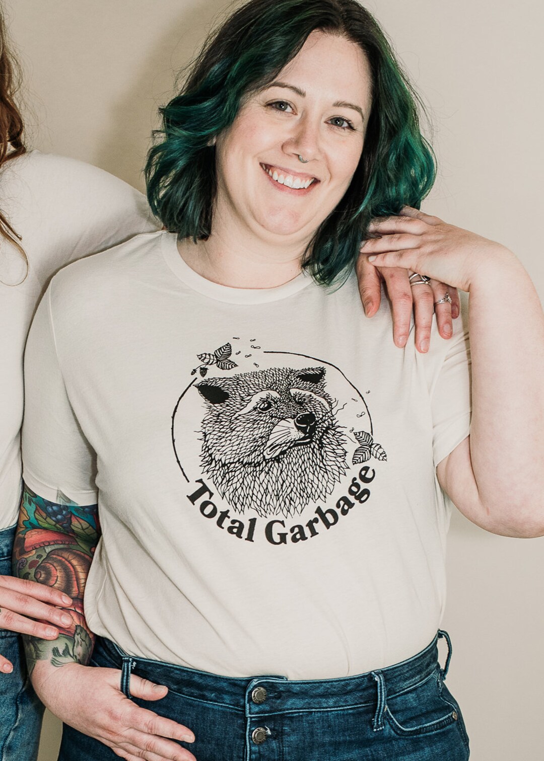 Total Garbage Relaxed Womens T-shirt in Creme, Raccoon Tshirt, Raccoon Print, Funny Tshirt by ...