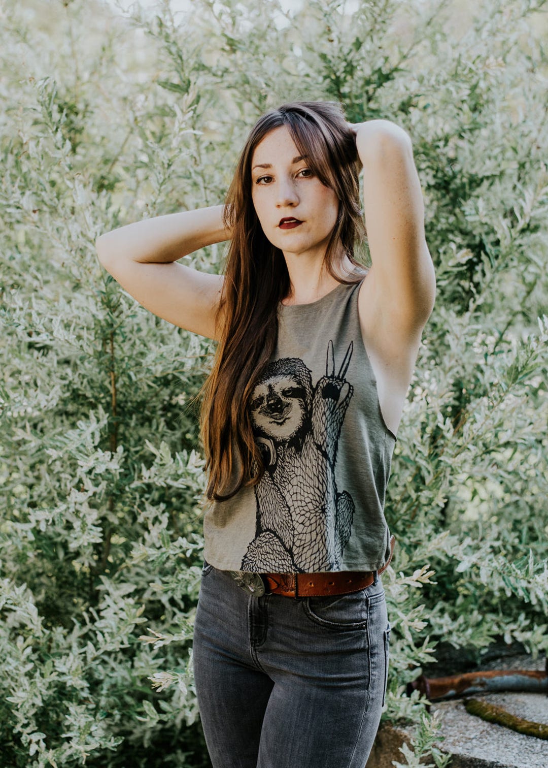 Peace Out Sloth - Womens Cropped Racer Back Tank - 5% Donated to ...