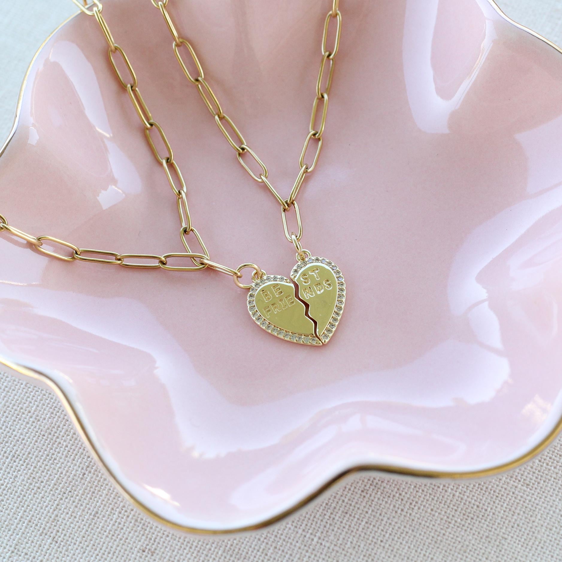 Best Friends Necklace - 18k Gold Plated - Set of 2 - Birthday Christmas ...