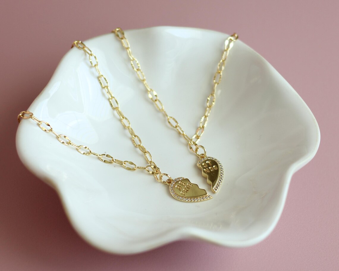 Best Friends Necklace - 18k Gold Plated - Set of 2 - Birthday Christmas ...