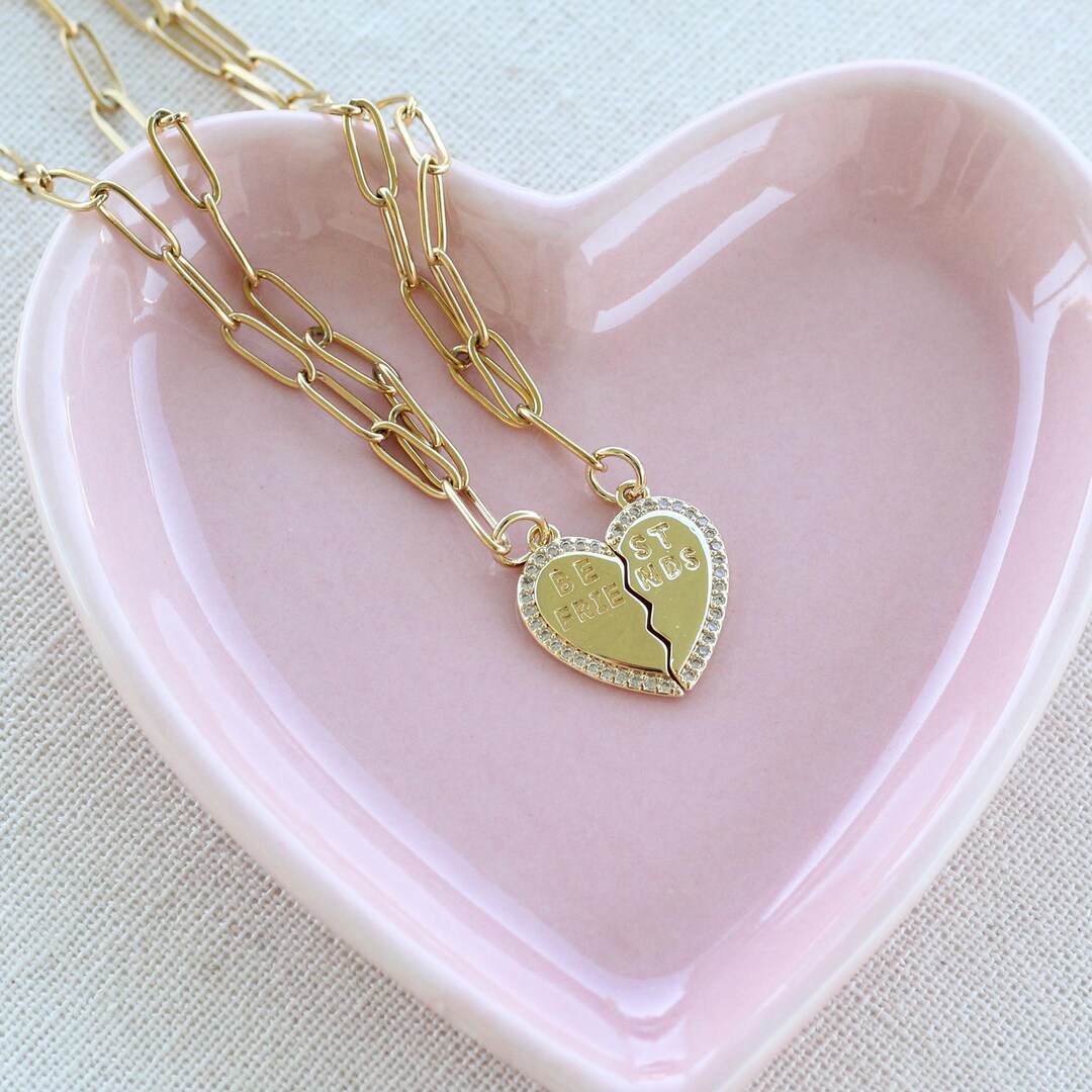Best Friends Necklace - 18k Gold Plated - Set of 2 - Birthday Christmas ...