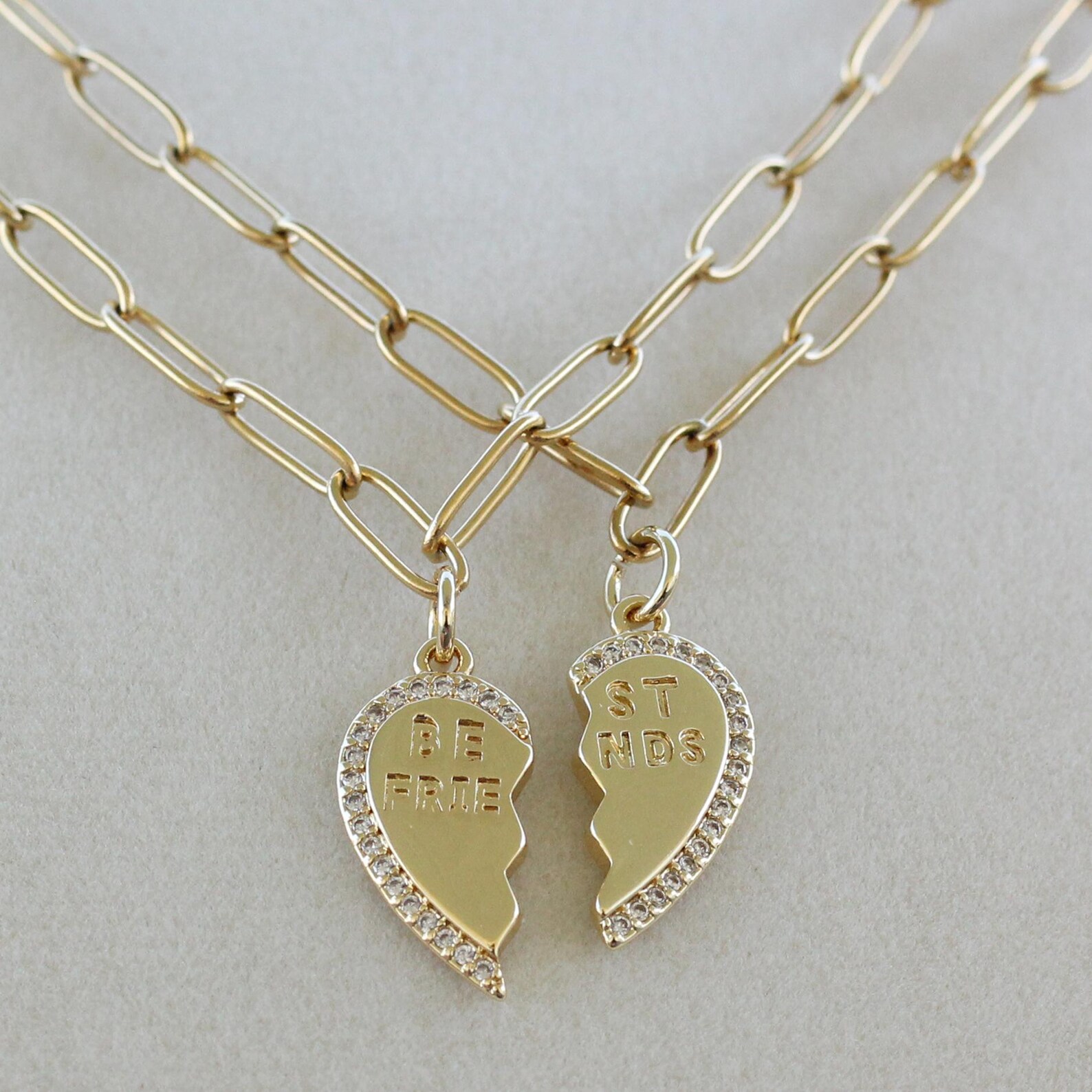 Best Friends Necklace - 18k Gold Plated - Set of 2 - Birthday Christmas ...