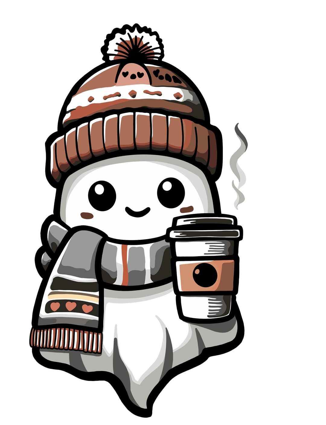 Cute Ghost Png, Fall Png, Ghost With Beanie, Coffee Ghost Png ...