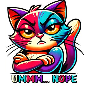 Grumpy Cat Digital Download | Sassy Cat Clipart | Printable 'ummm… Nope ...