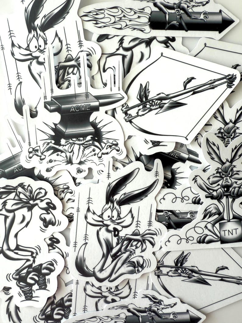 Wile E. Coyote Sticker Pack: Looney Tunes Vinyl Decals, Retro Cartoon ...