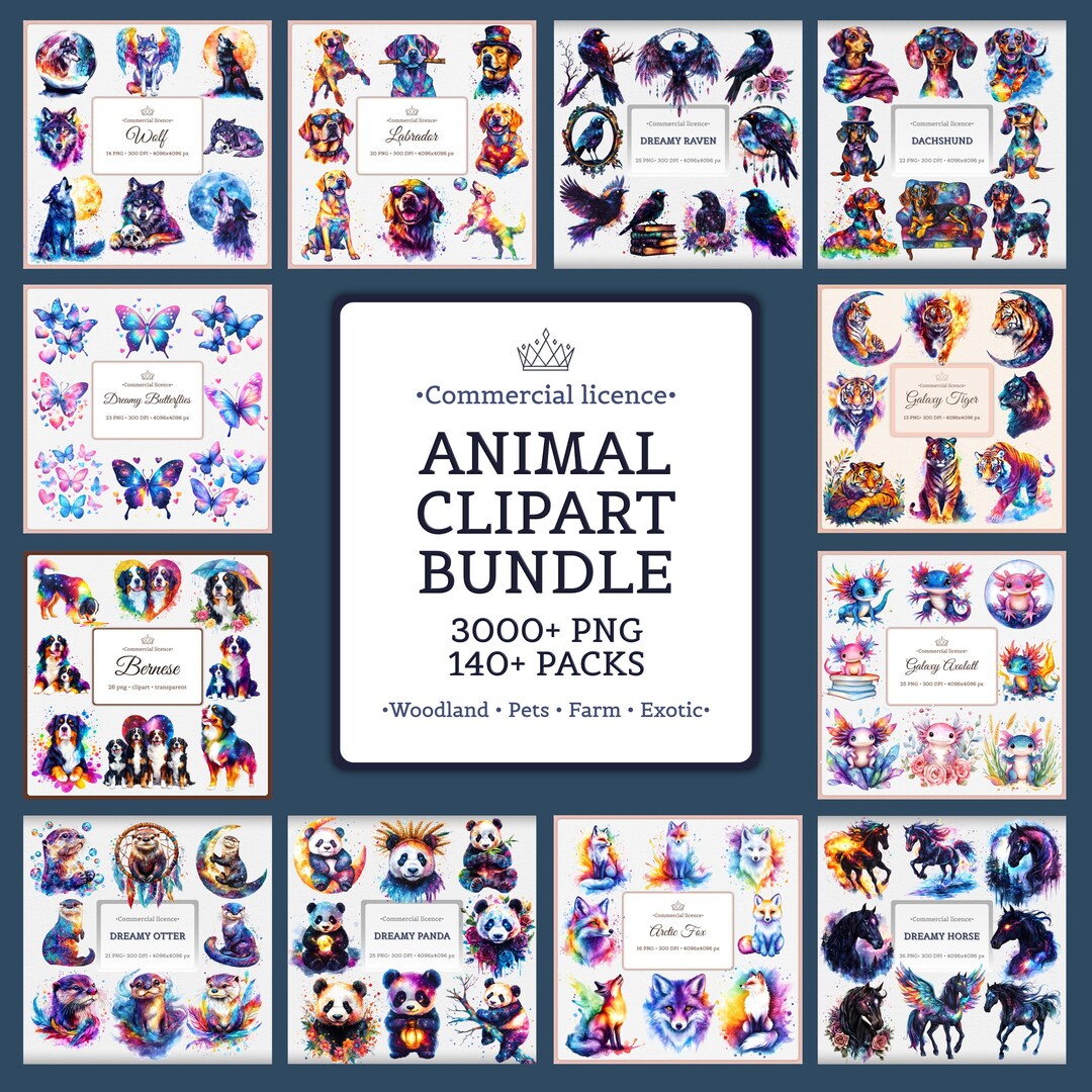 Ultimate Animal Clipart Bundle, 3000 PNG Sublimation Collection ...