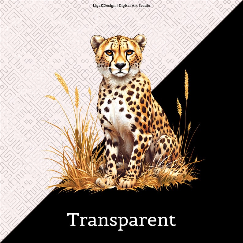 Cheetah Clipart Bundle, Safari Animal PNG, Jungle Wildlife Clipart ...