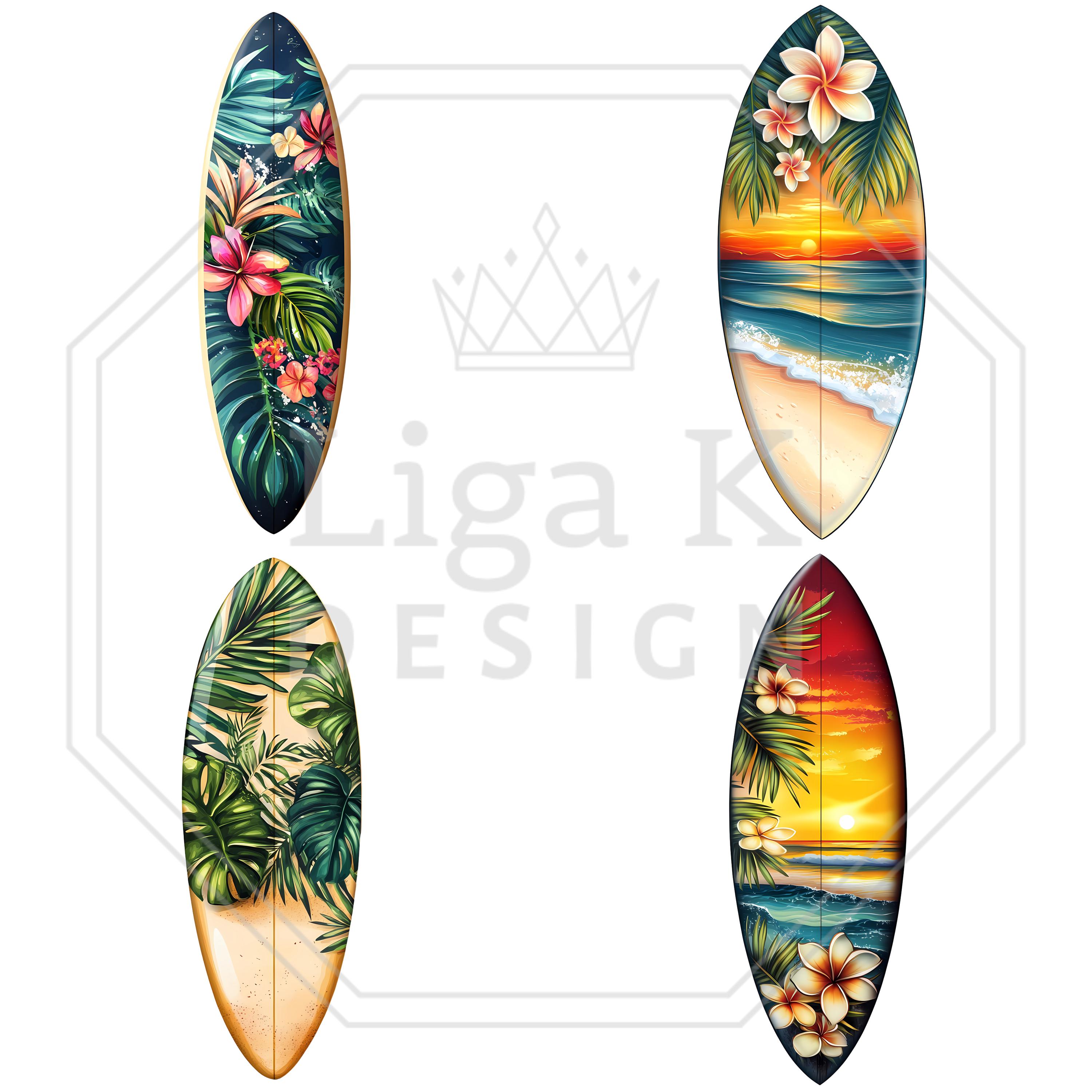Surfboard Clipart | Tropical Beach PNG | Summer Ocean Graphics ...
