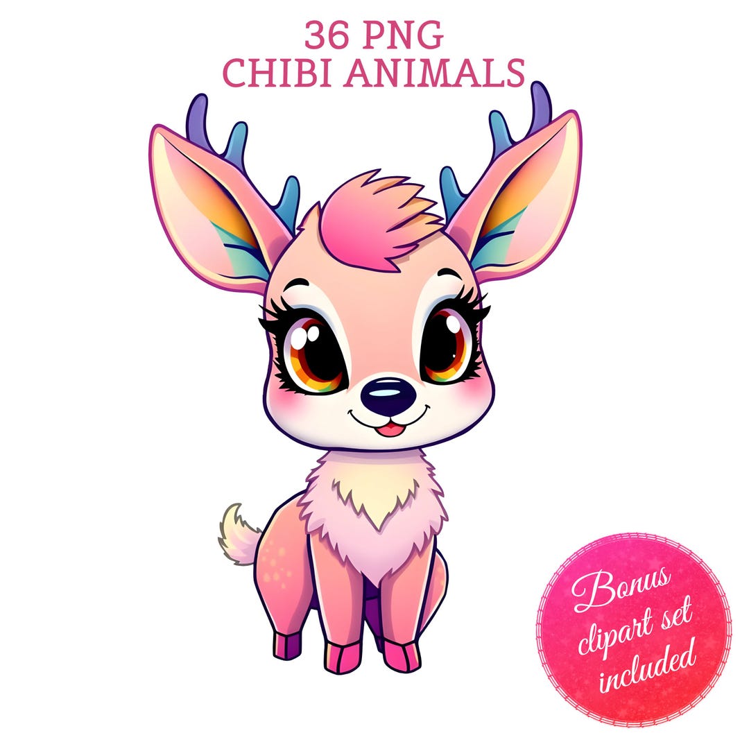 Chibi Animal Clipart Pack Transparent Chibi Clipart Scrapbooking Cute ...