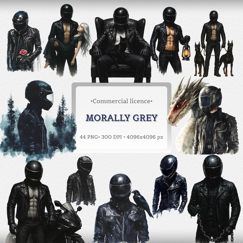 Morally Grey PNG Bundle Dark Romance Clipart Motorcycle Antihero Art ...