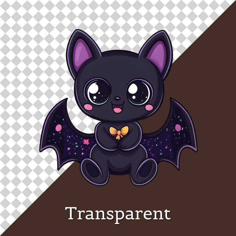 Cute Chibi Bat Clipart | Kawaii Vampire Bat PNG, Spooky Cute Halloween ...