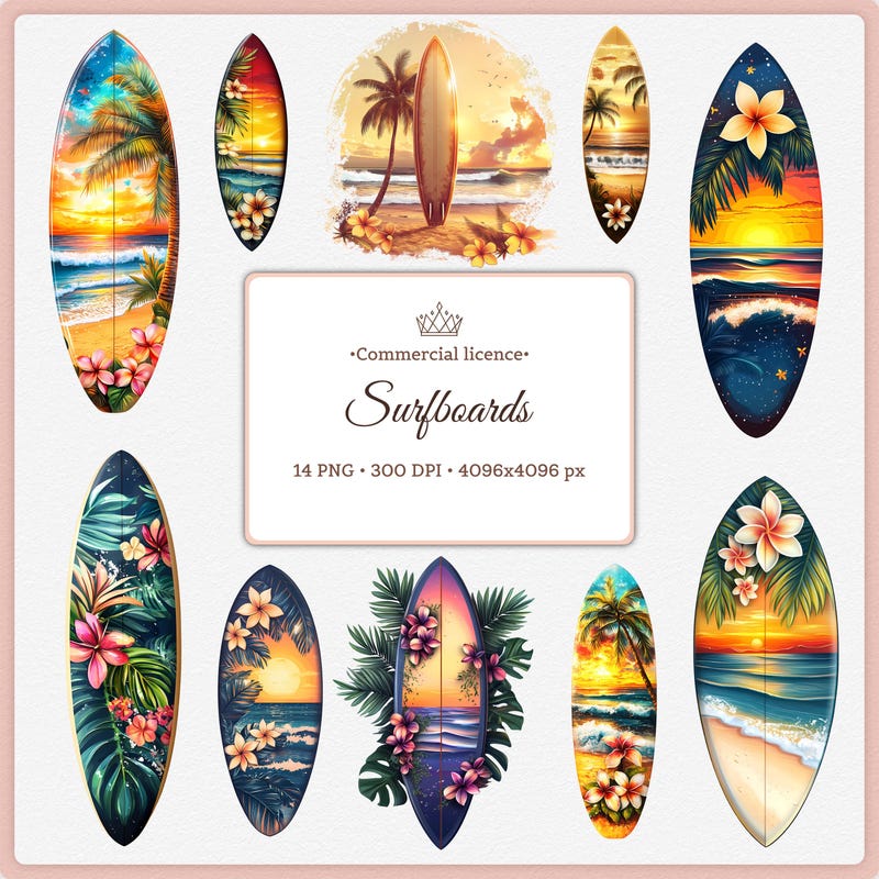 Palm Tree and Surfboard Png - Etsy UK