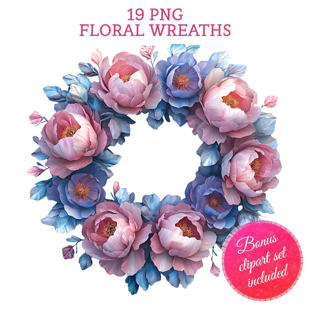Floral Wreaths Clipart Set Nature Motifs Flower Clipart Scrapbooking ...