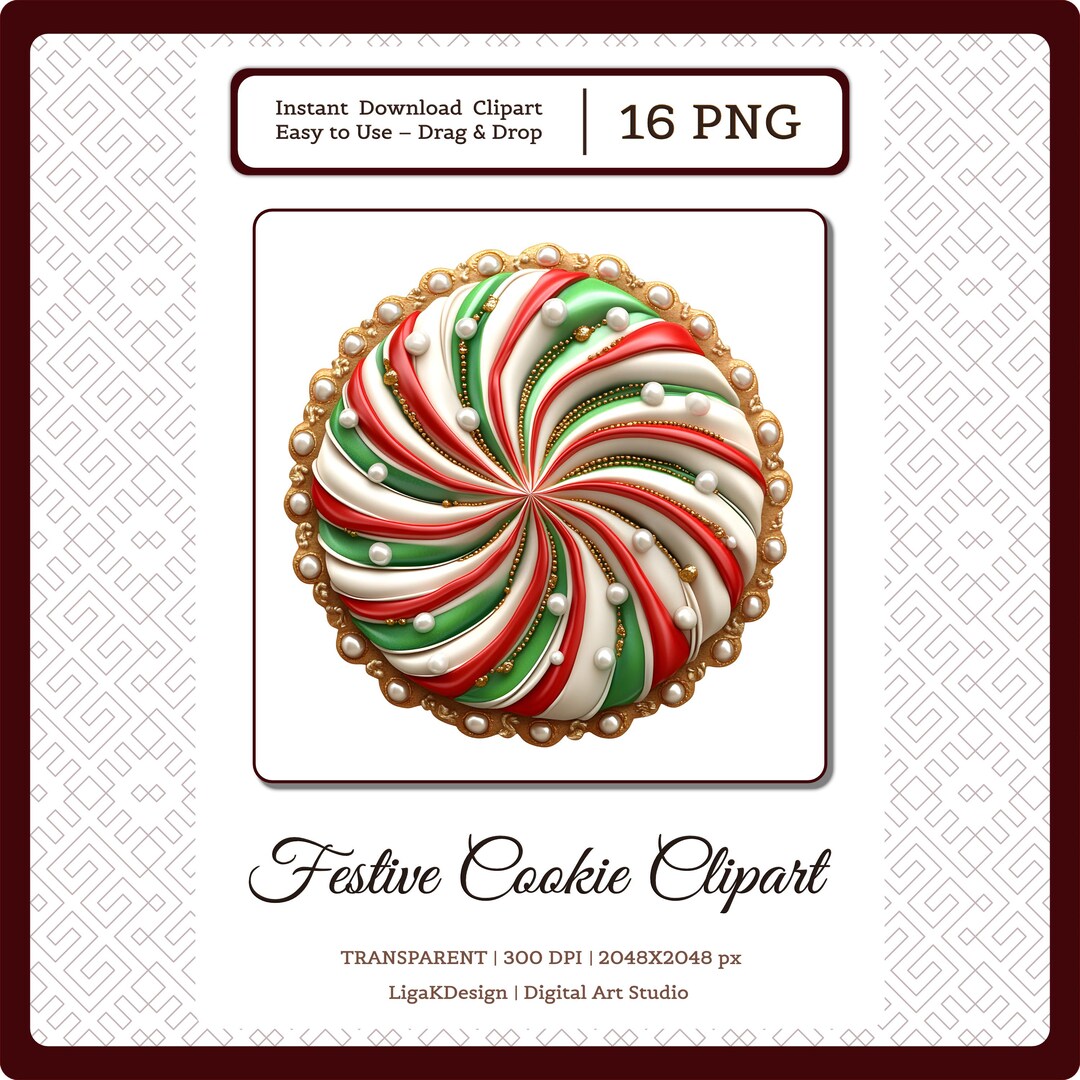 16 PNG Christmas Cookie Clipart Bundle, Festive Holiday Sweets With ...