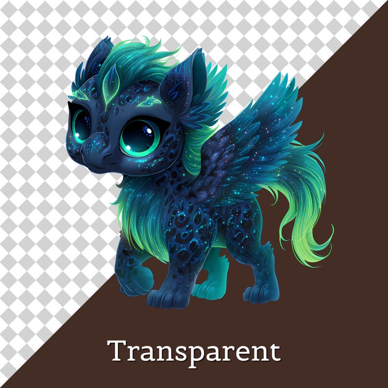 Aurora Borealis Gryphon Clipart Bundle, Chibi Celestial Griffin ...