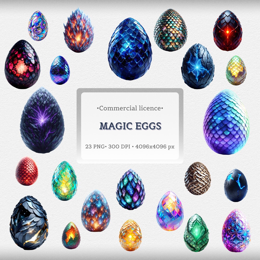 Watercolor Dragon Egg Clipart: Fantasy Easter PNG Bundle (digital ...